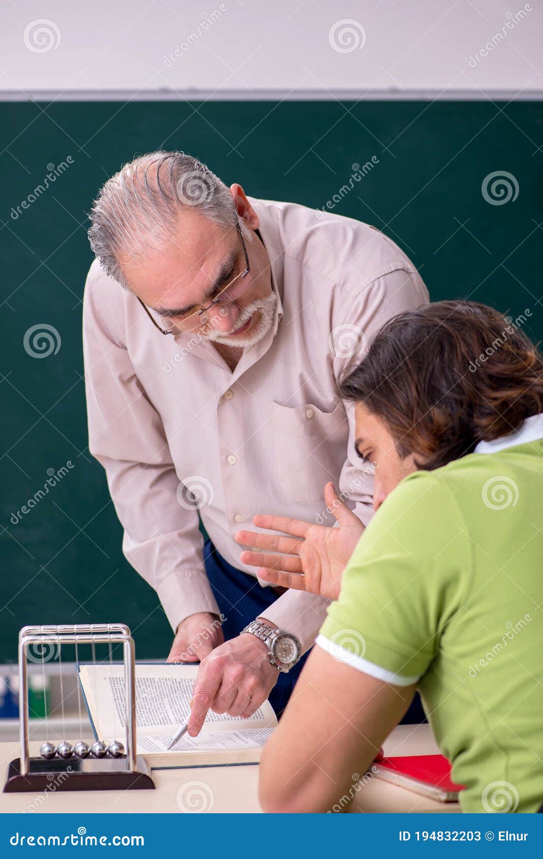 Old Professor Physicist and Young Student in the Classroom Stock Image ...