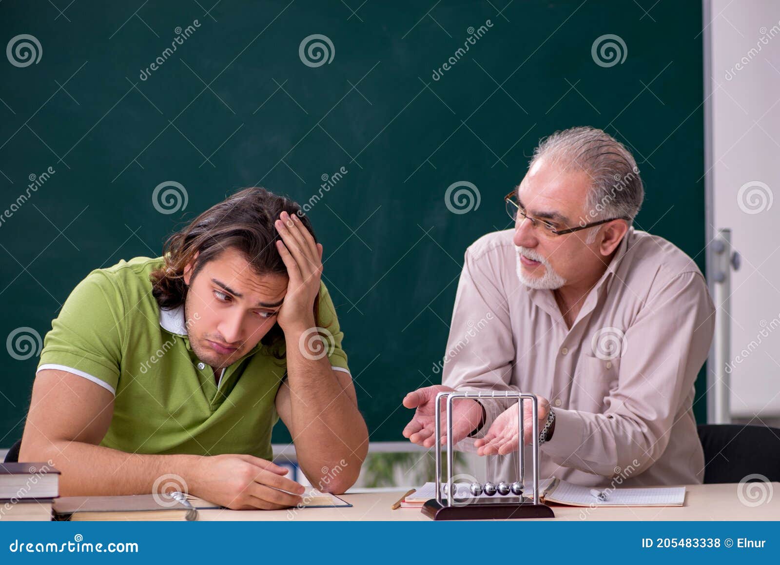 Old Professor Physicist and Young Student in the Classroom Stock Photo ...