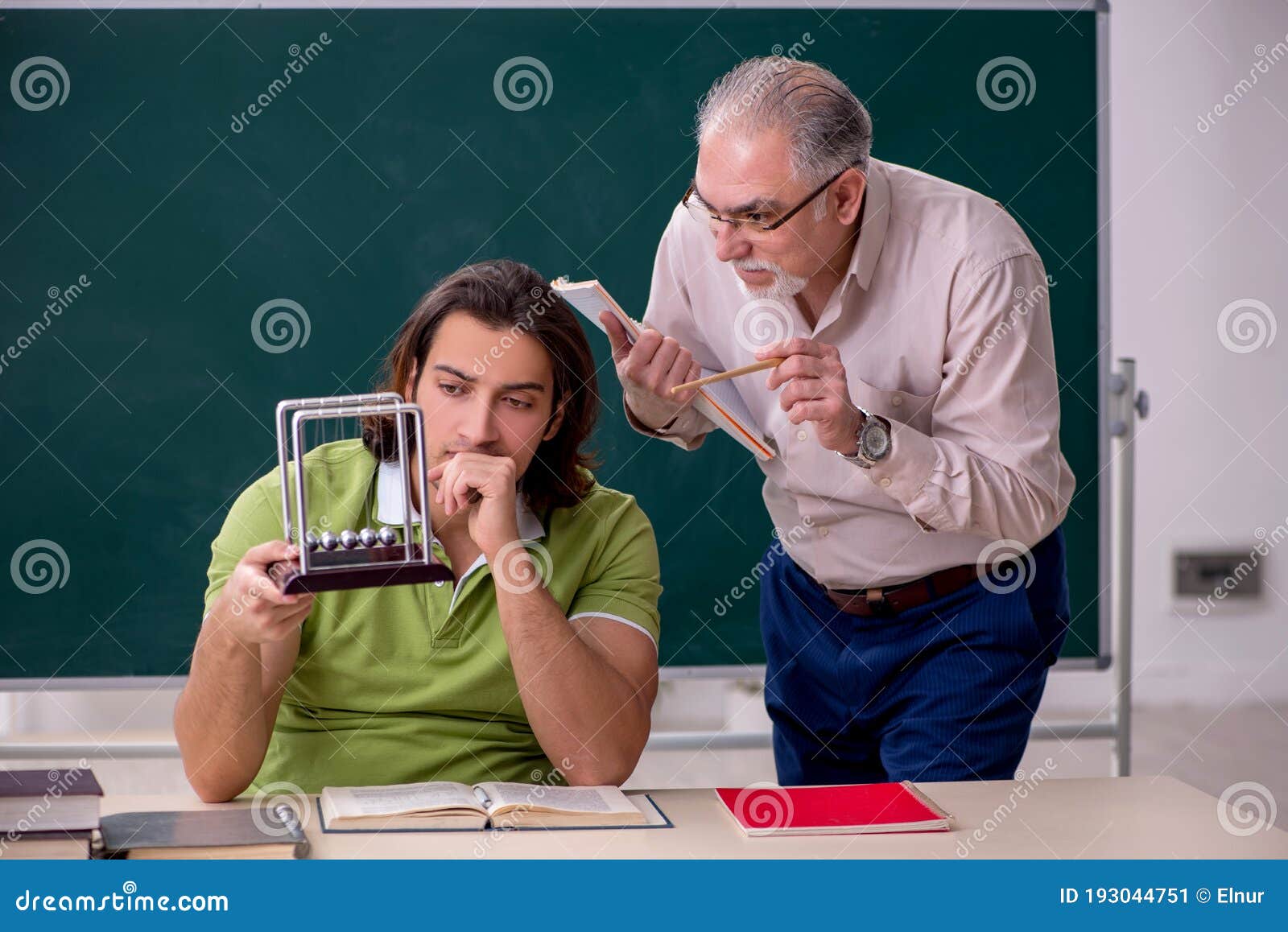 Old Professor Physicist and Young Student in the Classroom Stock Image ...