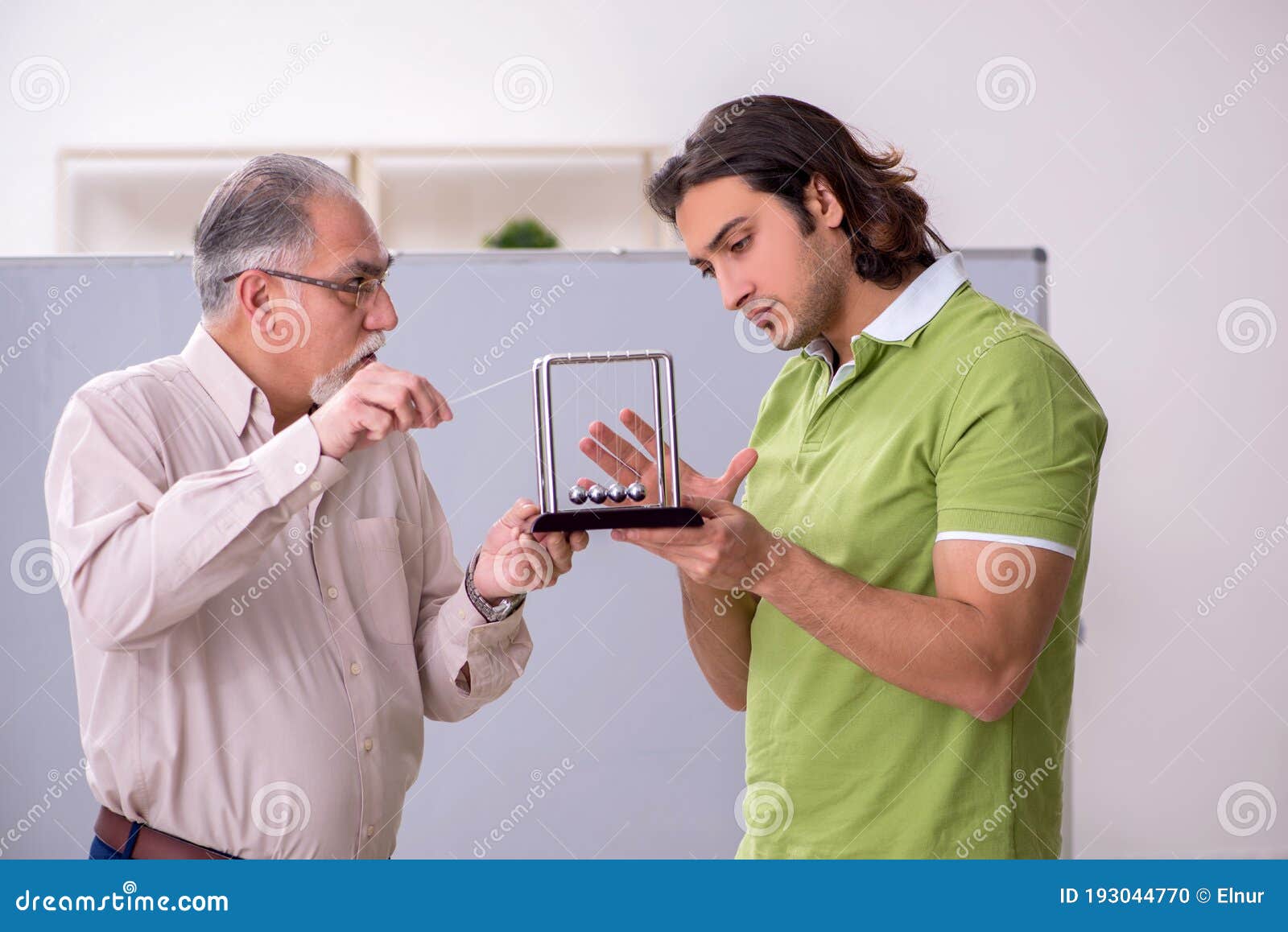 Old Professor Physicist and Young Student in the Classroom Stock Photo ...
