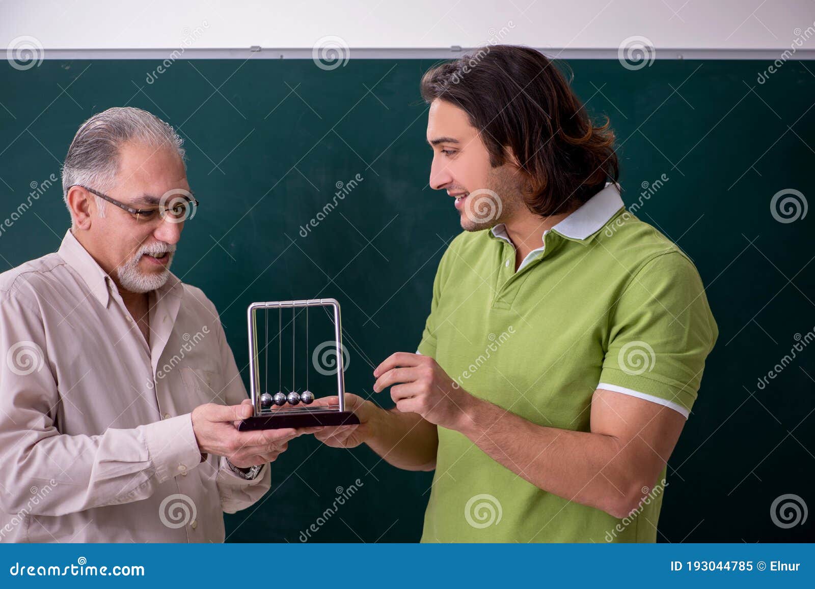 Old Professor Physicist and Young Student in the Classroom Stock Image ...