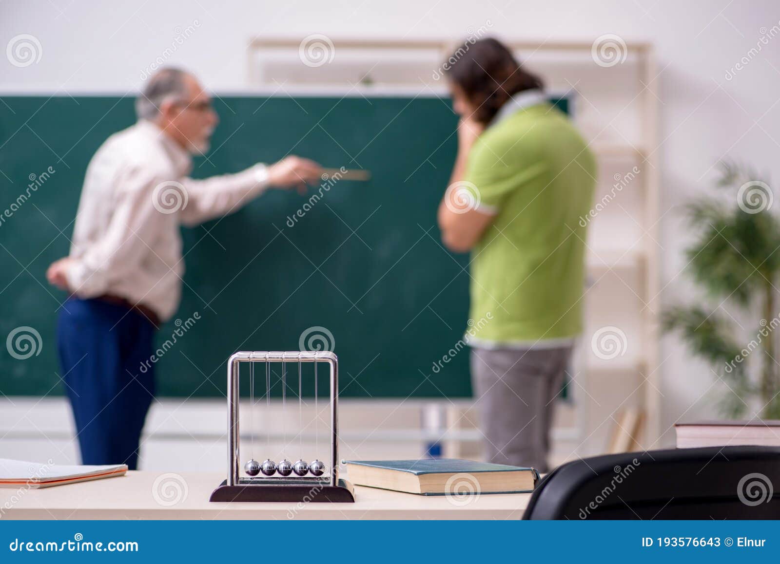 Old Professor Physicist and Young Student in the Classroom Stock Image ...