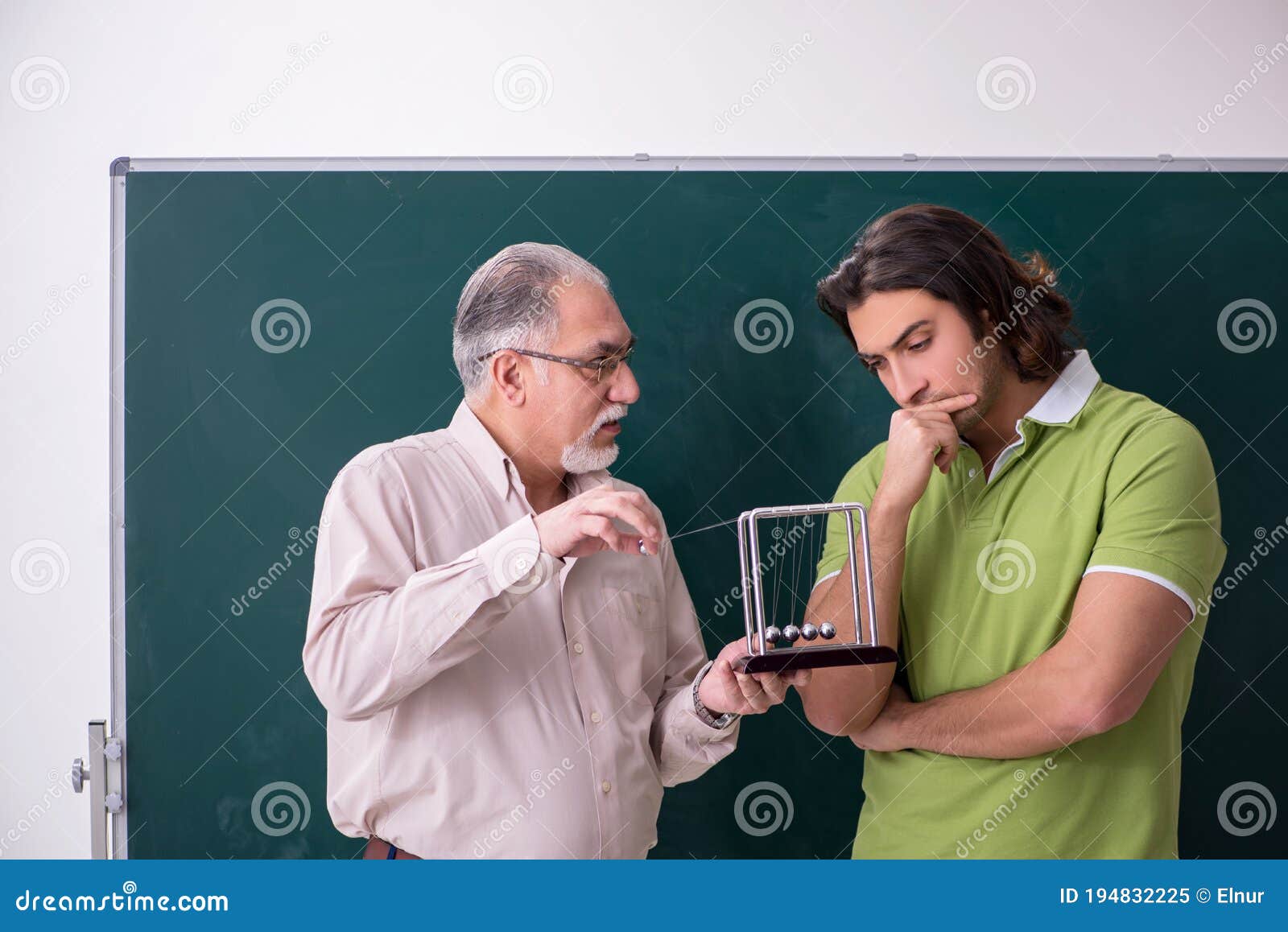 Old Professor Physicist and Young Student in the Classroom Stock Image ...