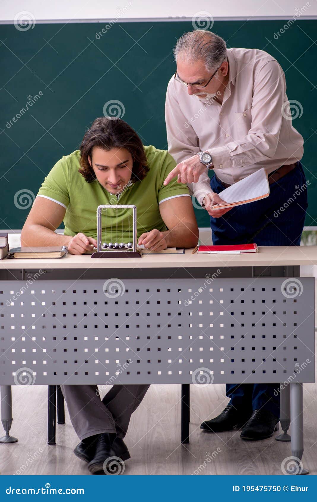 Old Professor Physicist and Young Student in the Classroom Stock Photo ...