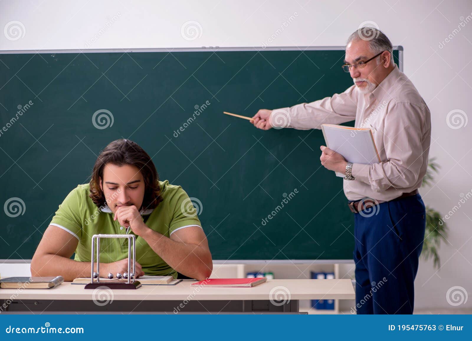 Old Professor Physicist and Young Student in the Classroom Stock Image ...