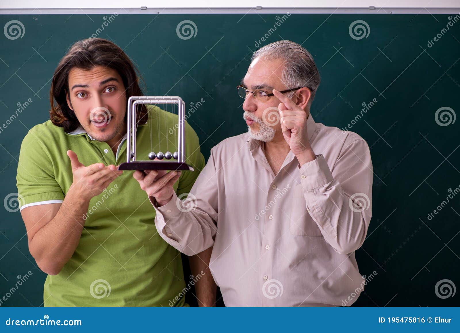 Old Professor Physicist and Young Student in the Classroom Stock Photo ...