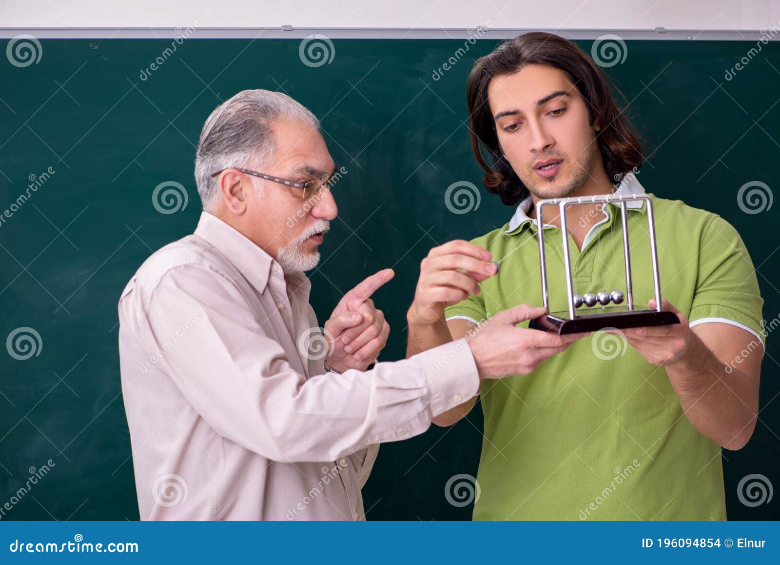 Old Professor Physicist and Young Student in the Classroom Stock Photo ...