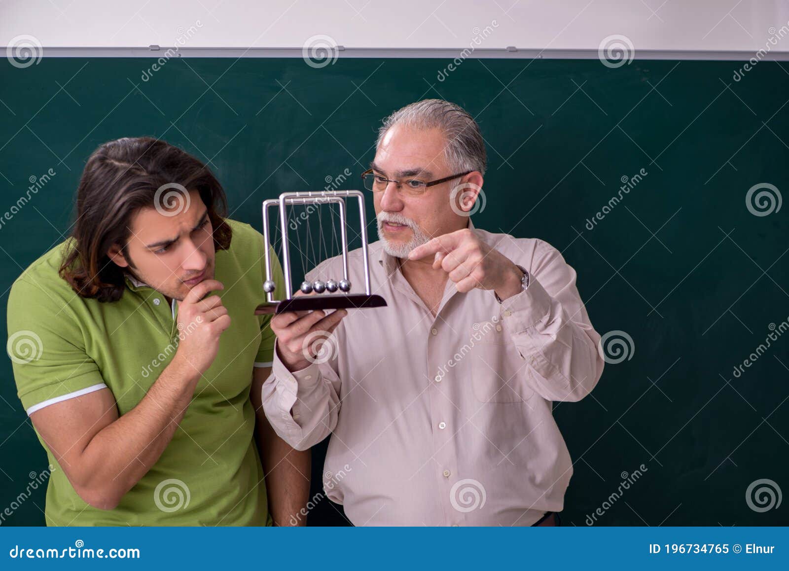 Old Professor Physicist and Young Student in the Classroom Stock Image ...