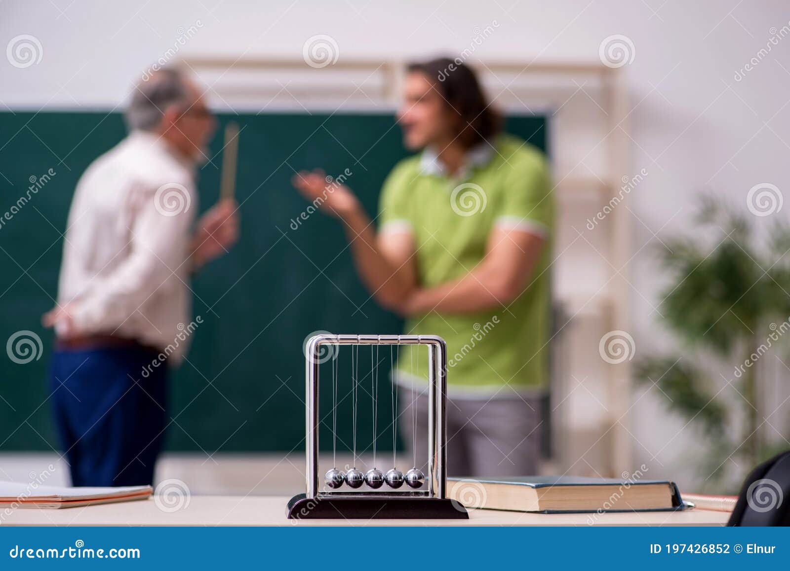 Old Professor Physicist and Young Student in the Classroom Stock Photo ...