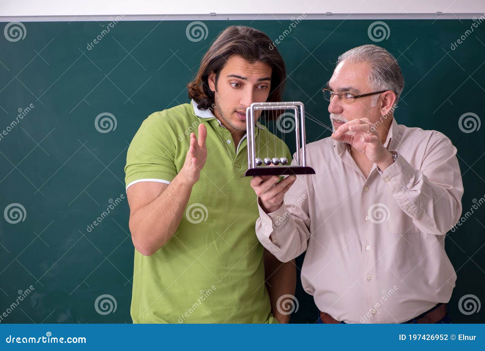 Old Professor Physicist and Young Student in the Classroom Stock Photo ...