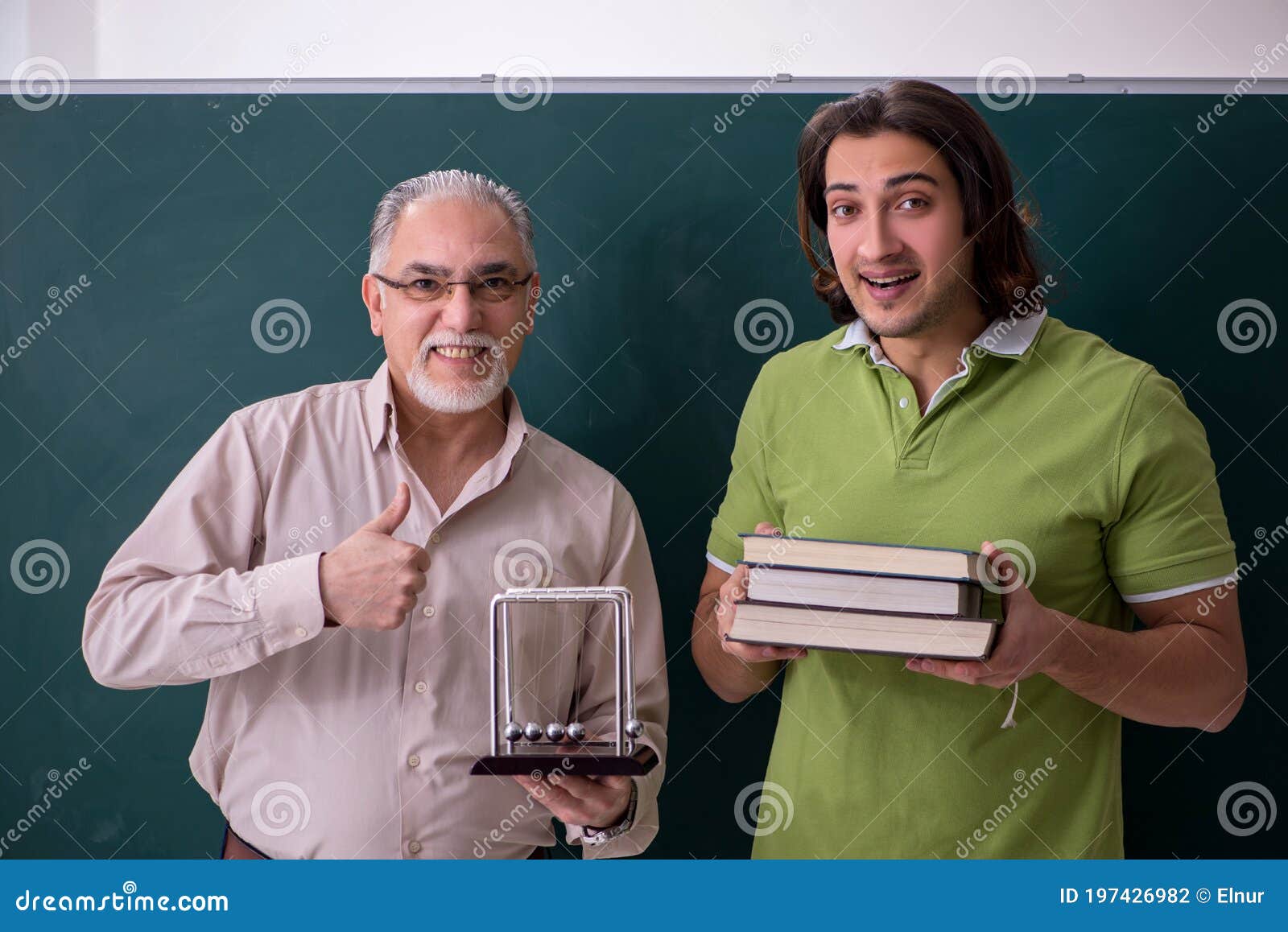 Old Professor Physicist and Young Student in the Classroom Stock Photo ...