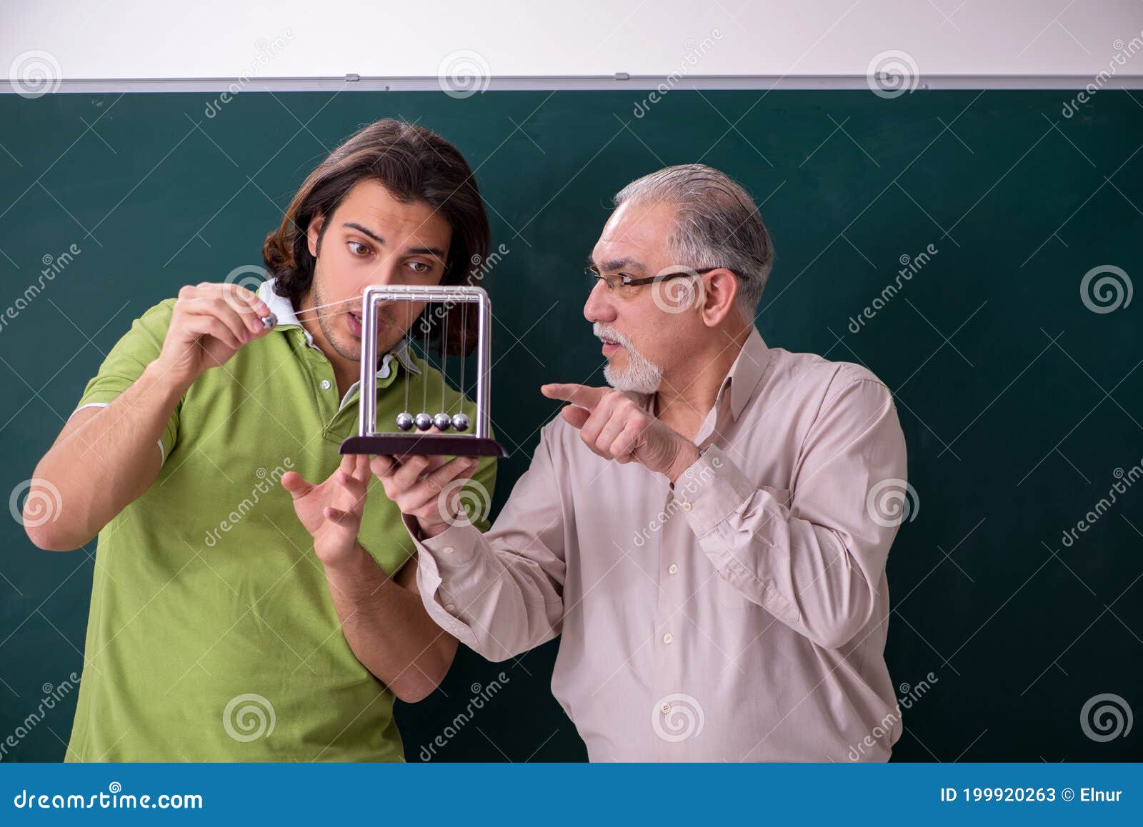 Old Professor Physicist and Young Student in the Classroom Stock Image ...