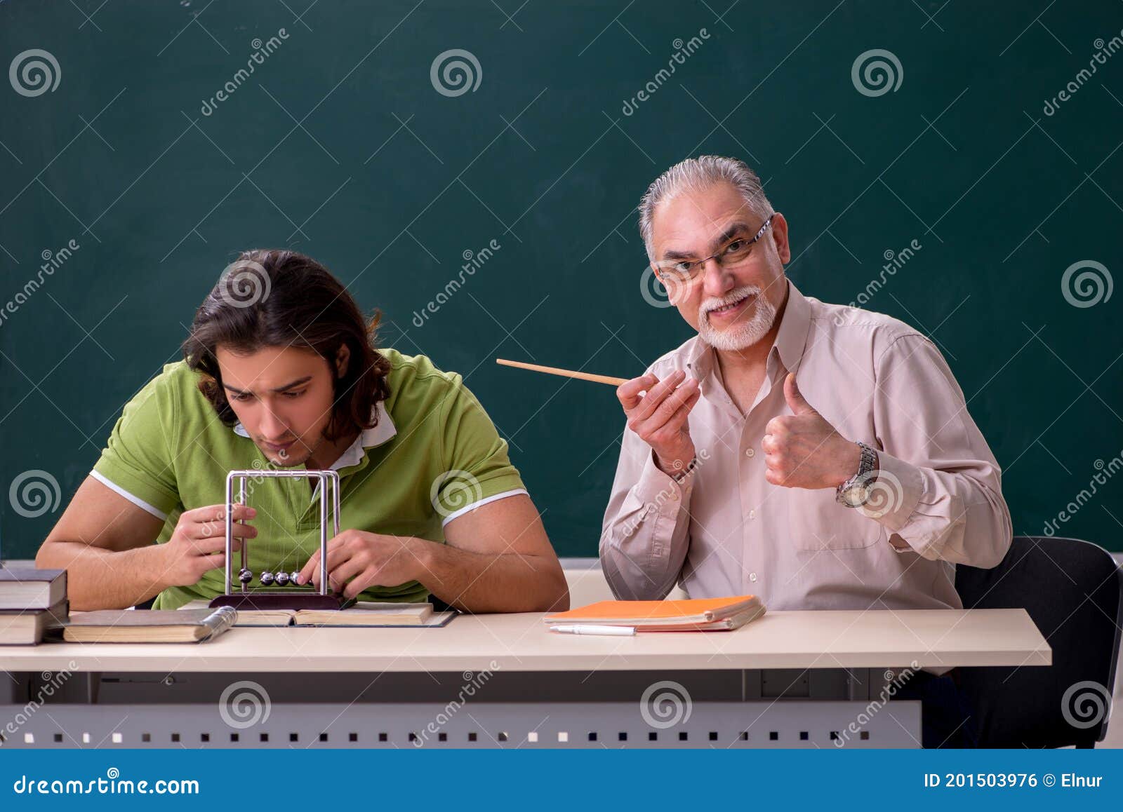 Old Professor Physicist and Young Student in the Classroom Stock Photo ...