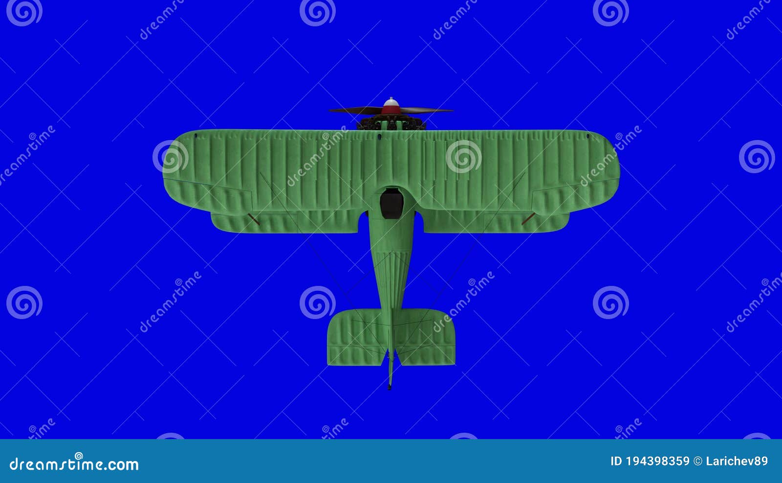 Old Propeller Biplane Airplane. Side View. Blue Screen Background. 3d ...