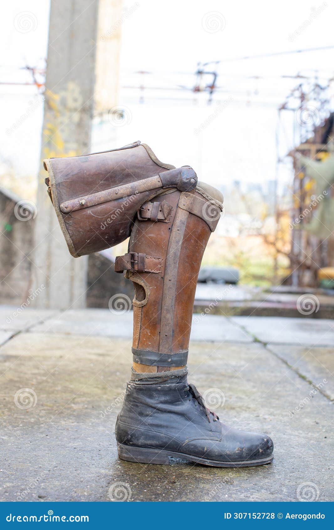 Old Prosthetic Leg Displayed Outdoors Stock Photo - Image of obsolete ...