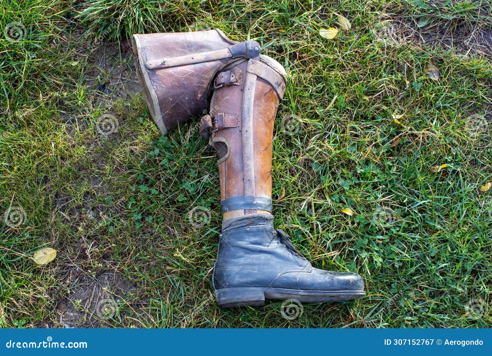 Old Prosthetic Leg Laying on Grass Stock Image - Image of disabled ...