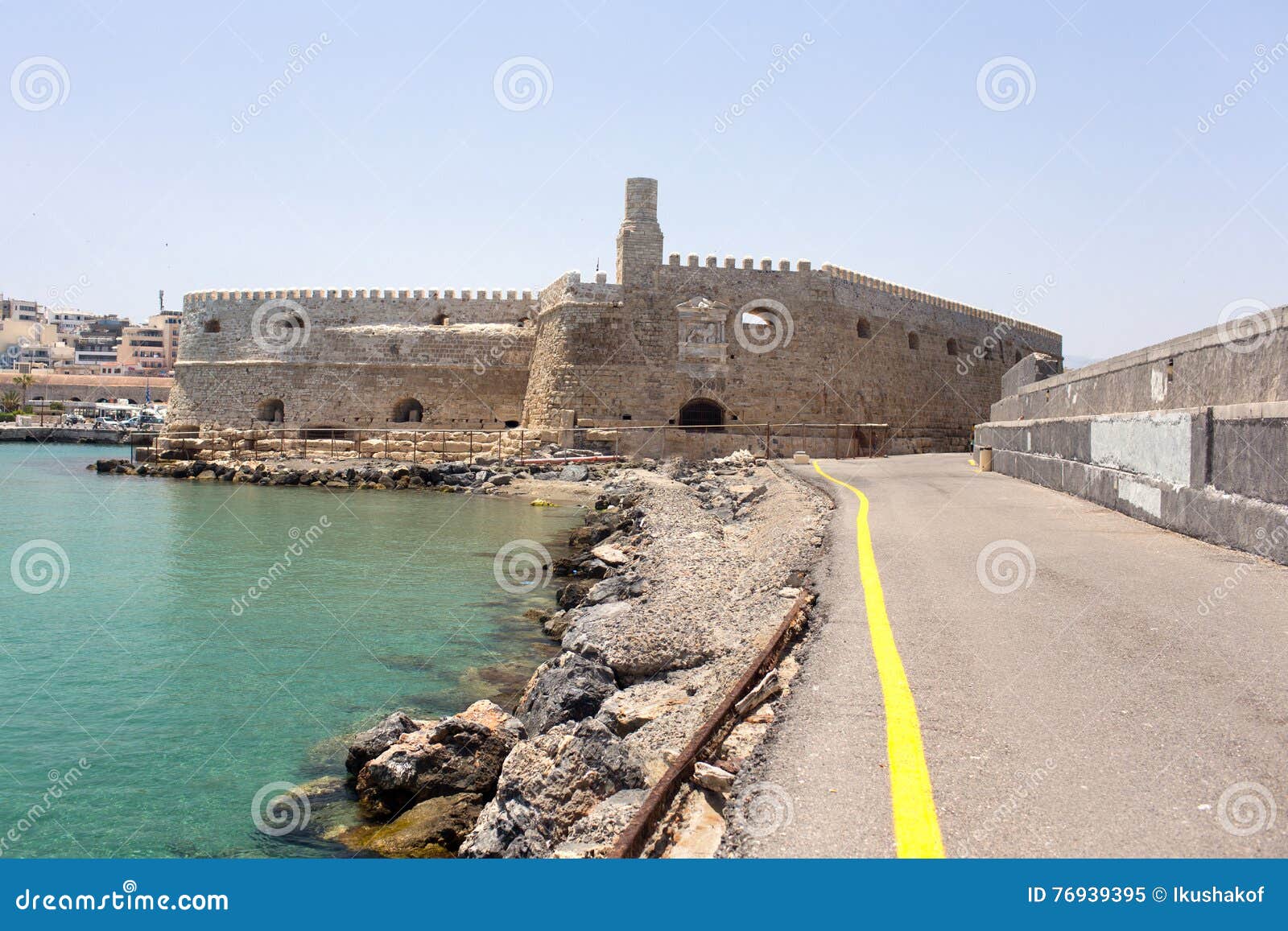 Old Protection Fortress in the Town on the Seashore Stock Image - Image ...