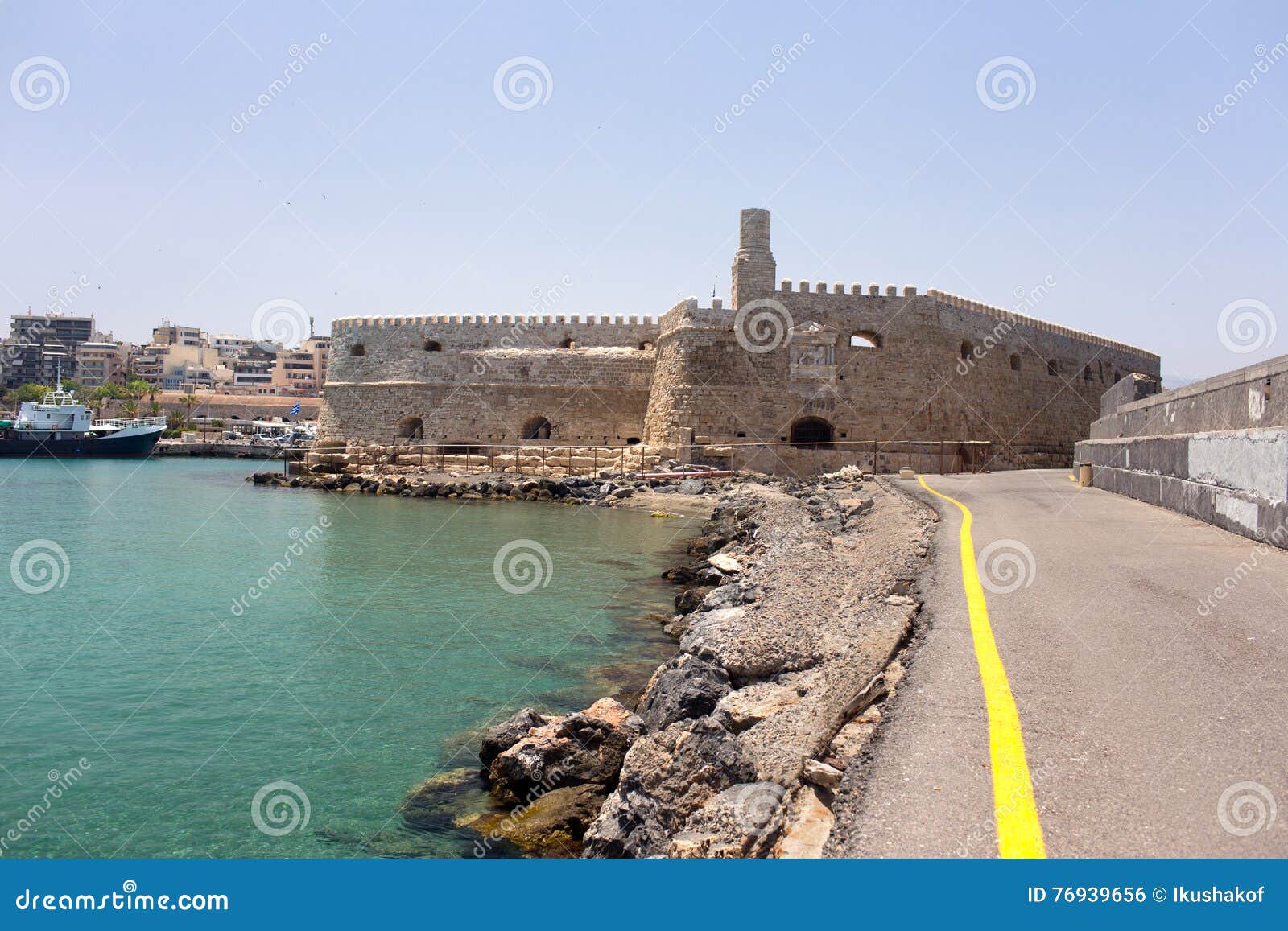 Old Protection Fortress in the Town on the Seashore Stock Photo - Image ...