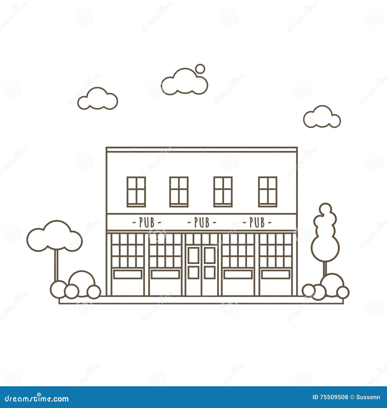 Old Pub Building stock vector. Illustration of cartoon - 75509508