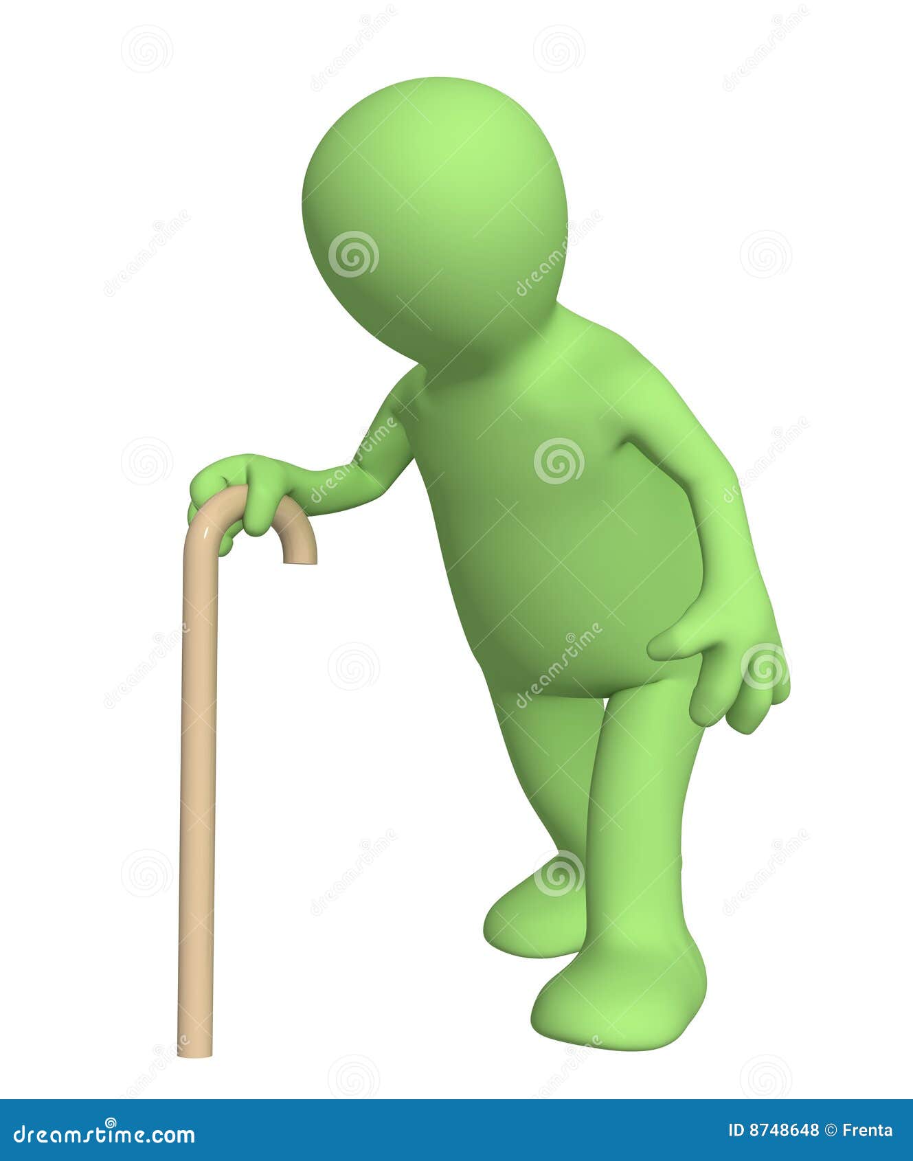 Old Puppet, Going with a Cane Stock Illustration - Illustration of ...