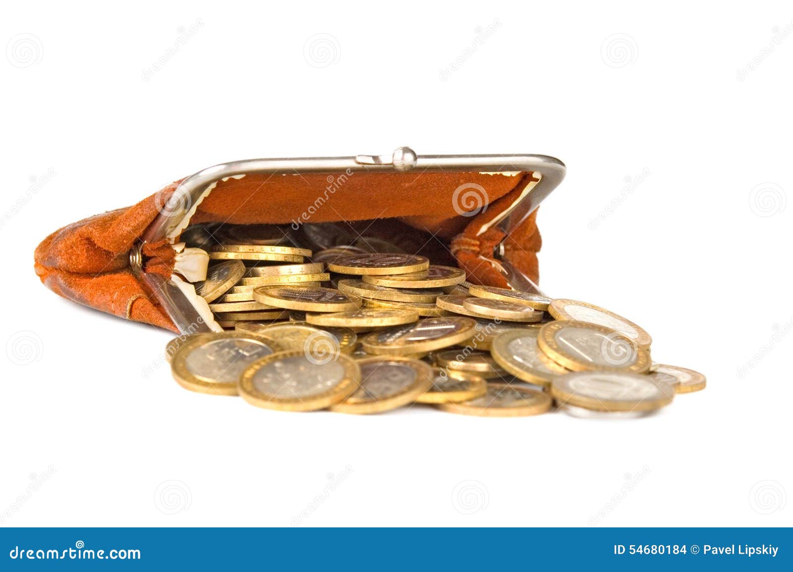 Old purse and coins stock photo. Image of luck, antique - 54680184