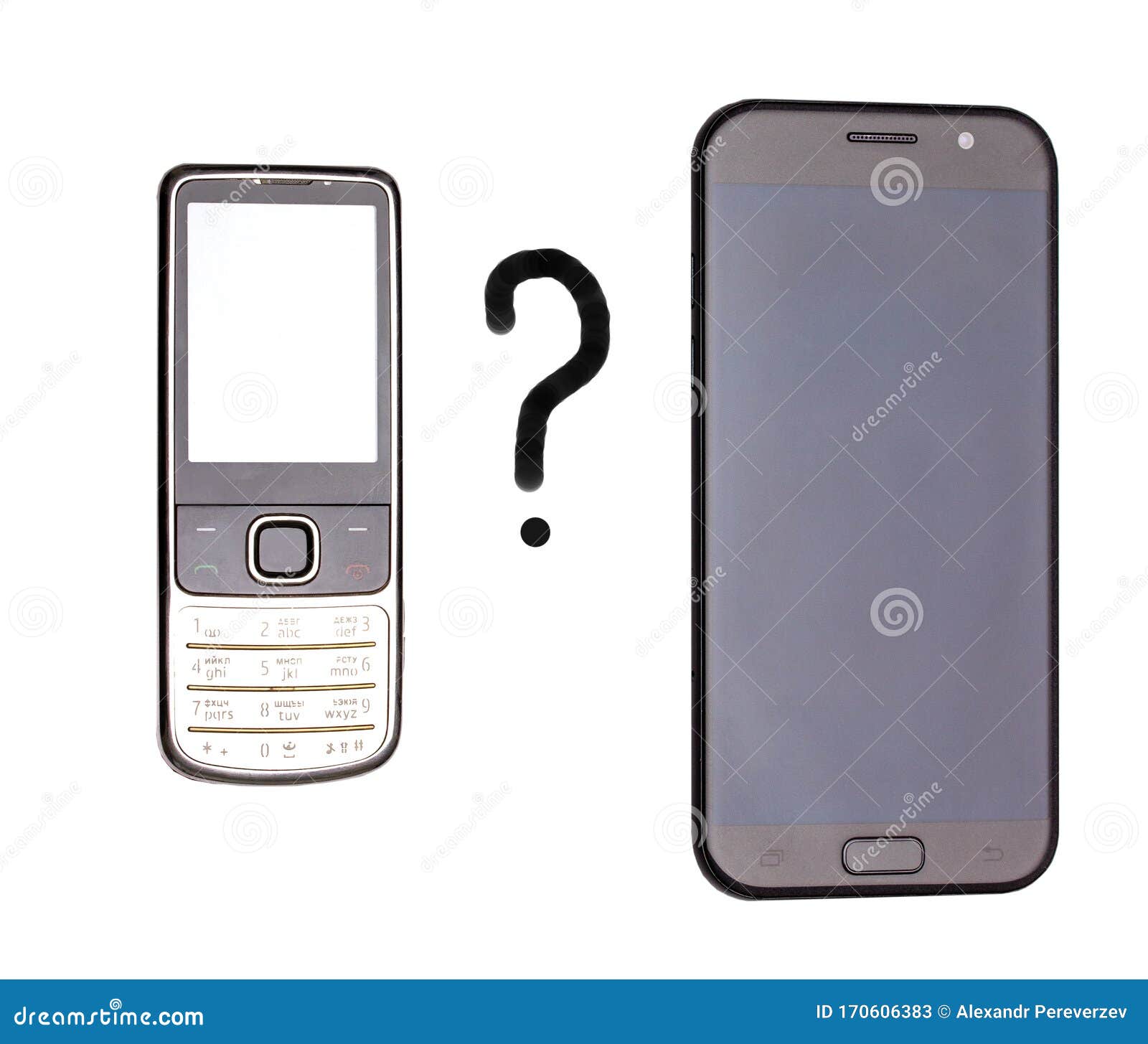 Old Push-button Cell Phone and New Modern Smartphone Stock Image ...