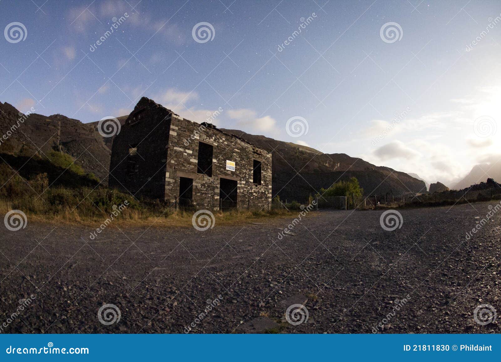 Old Quarry Building at Night Stock Photo - Image of history, abandoned ...