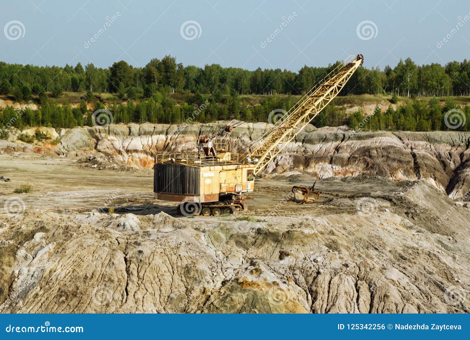 Quarry for the Extraction of Clay with Excavator. Stock Photo - Image ...