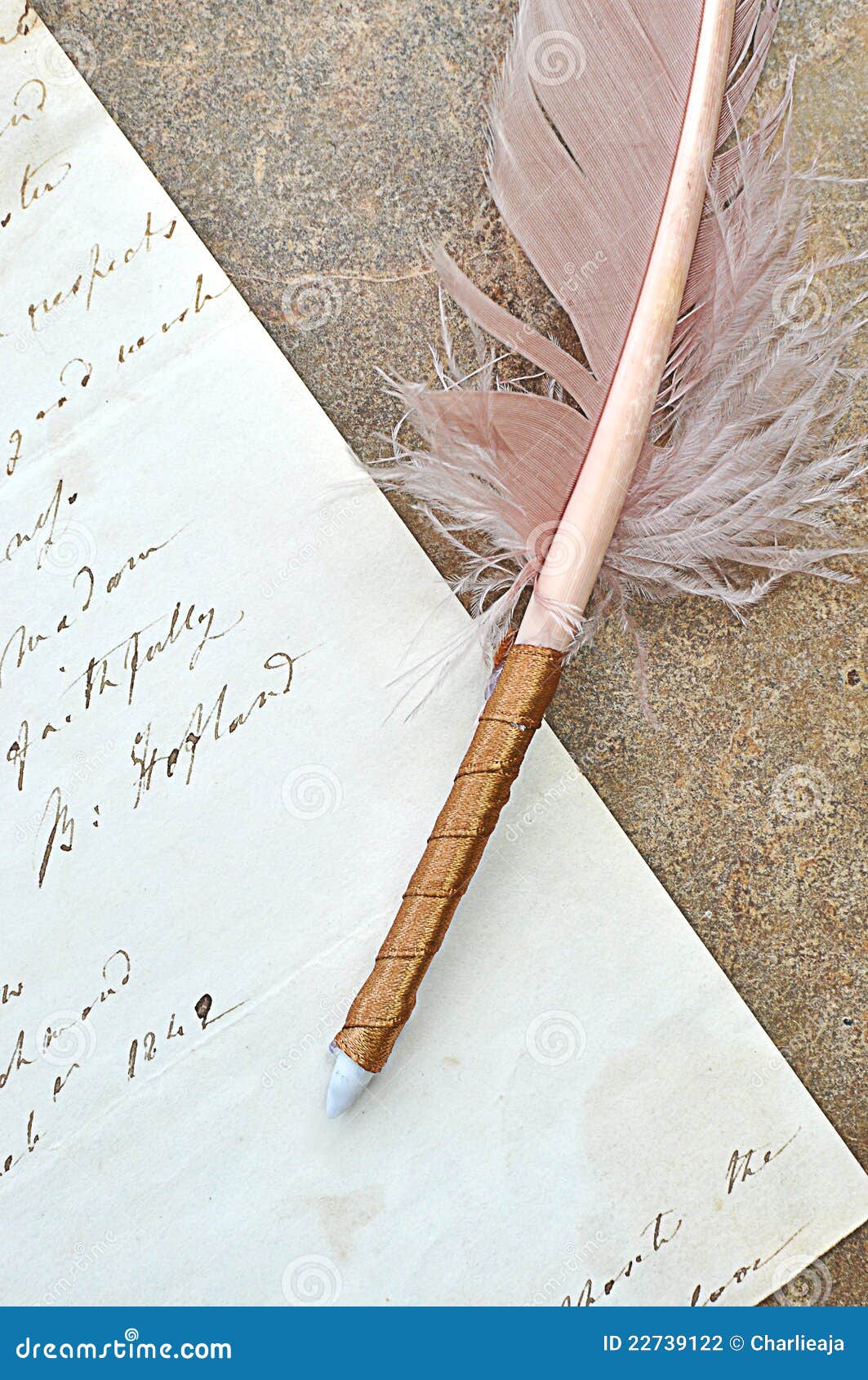 Old quill and letter stock photo. Image of parchment - 22739122