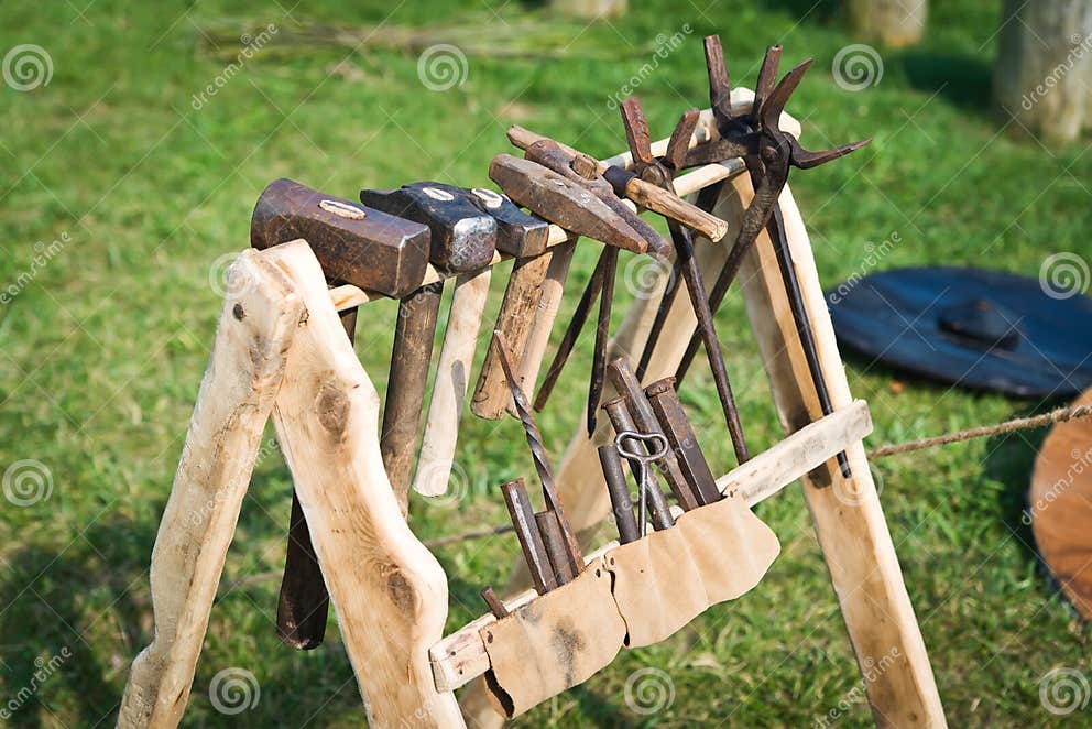 Old Rack with Blacksmith S Tool Stock Photo - Image of smithy, hammer ...