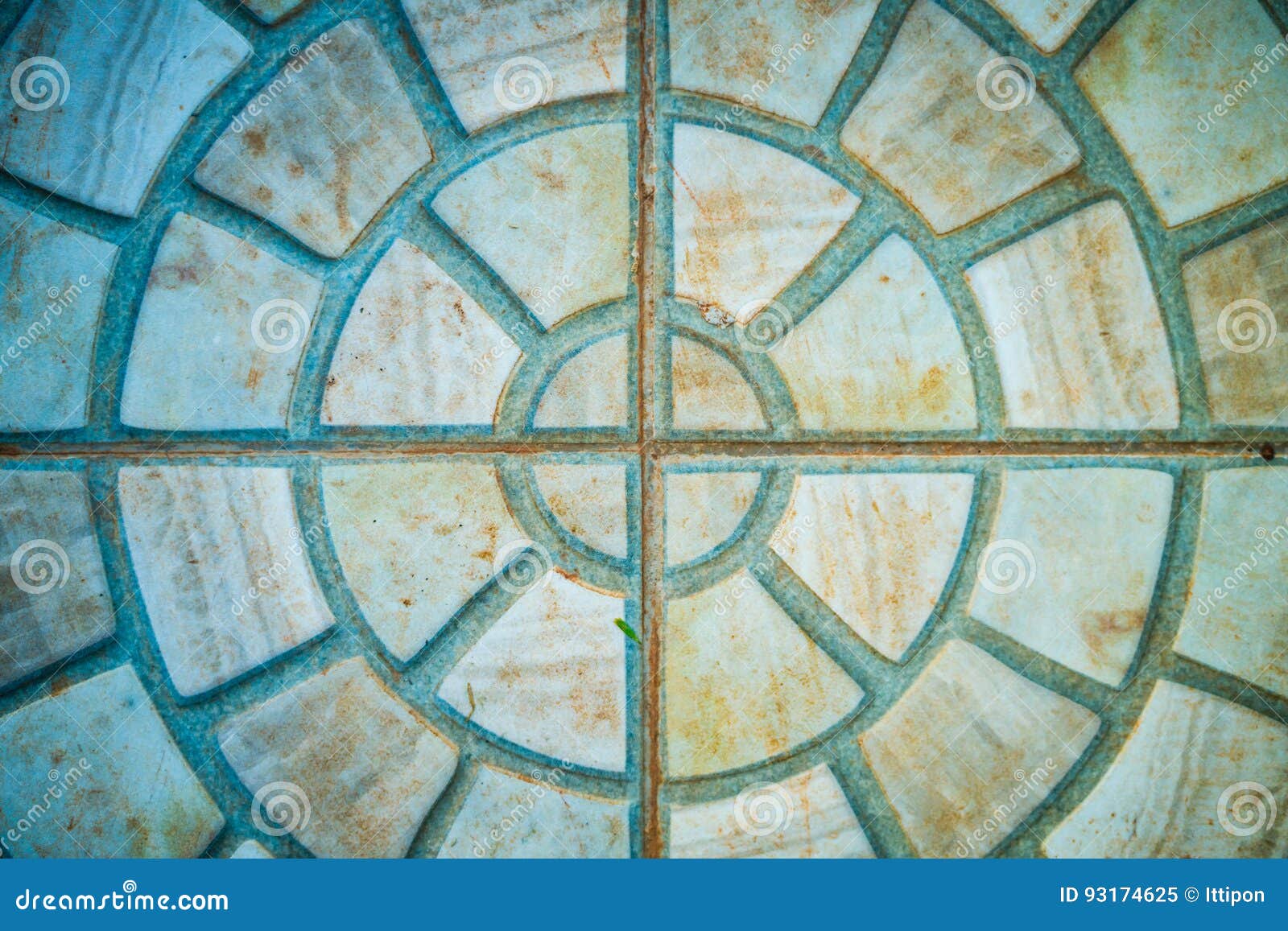 Old radial mosaic tiles stock image. Image of rust, stone - 93174625