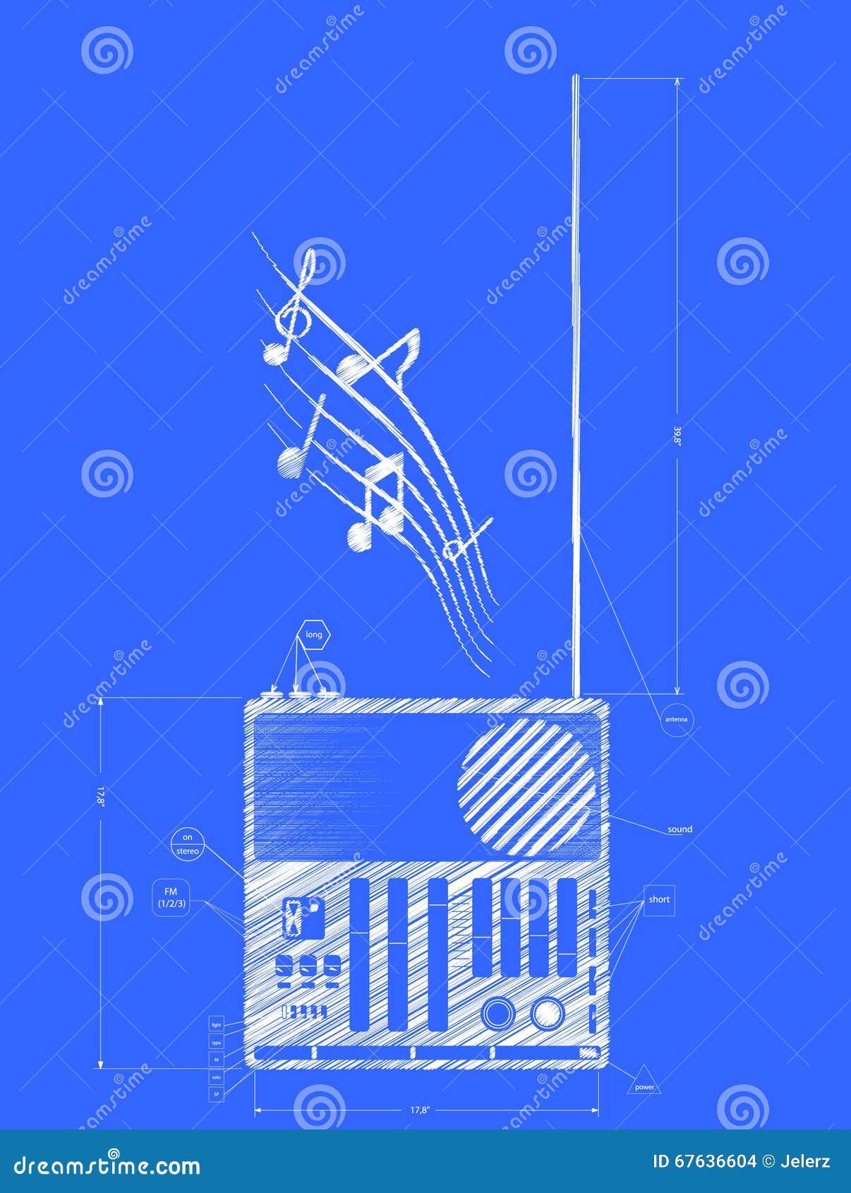 Old Radio Blueprint Drawing Stock Vector - Illustration of object ...