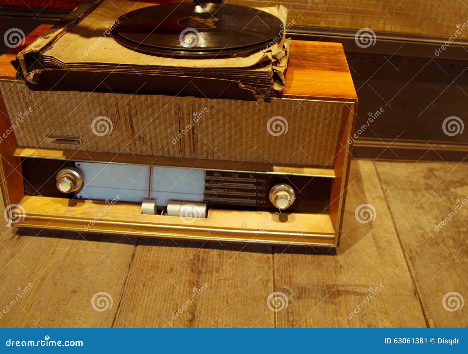 Old Radio with Vinyl Records Stock Image - Image of communication ...