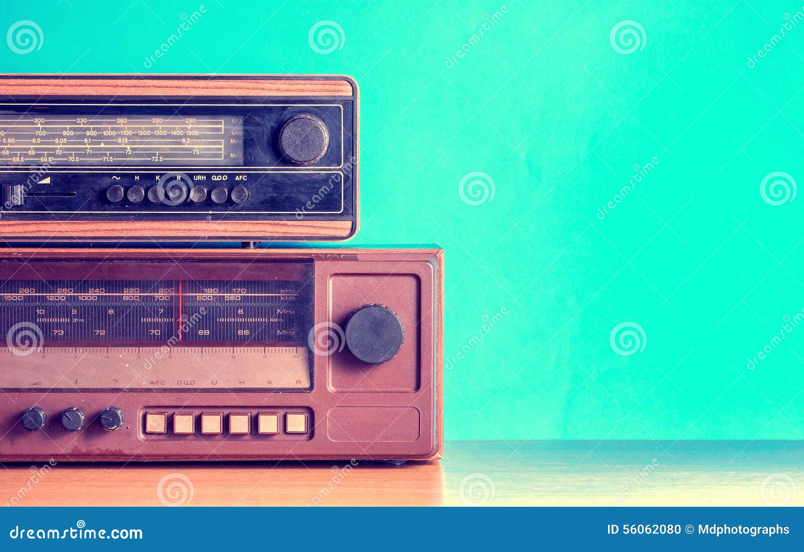 Old Radios on Blue Background Stock Photo - Image of music, colors ...