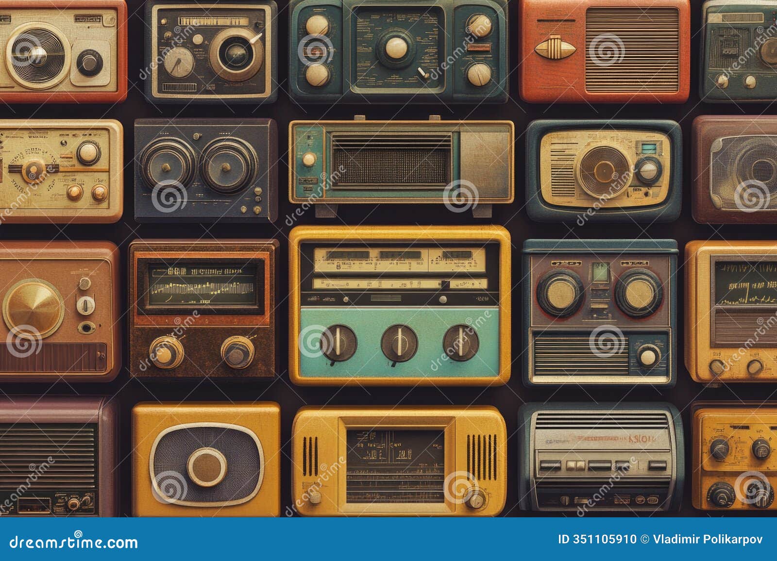 Old Radios Stacked on Top of Each Other, Ideal for a Nostalgic or ...