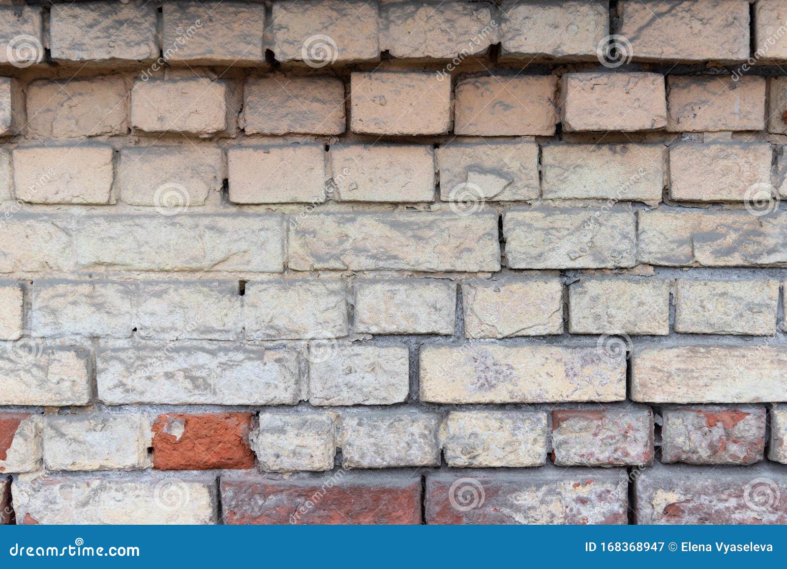 Old Ragged Brick Painted Peeling Walls. Texture Of Uneven Brickwork ...