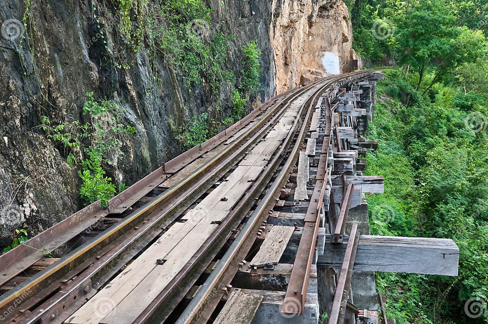 Old Rail beside Cliff and River Stock Photo - Image of trip, public ...