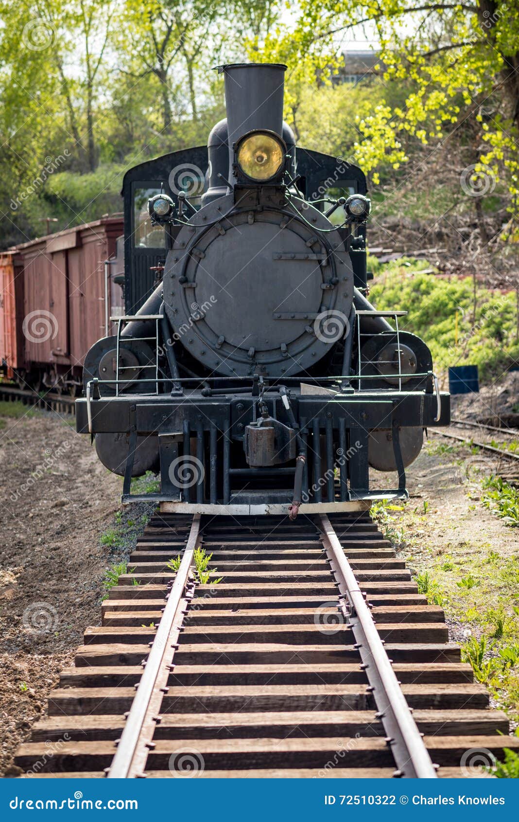 Old Railroad Engine Rolls Down the Tracks Stock Photo - Image of ...
