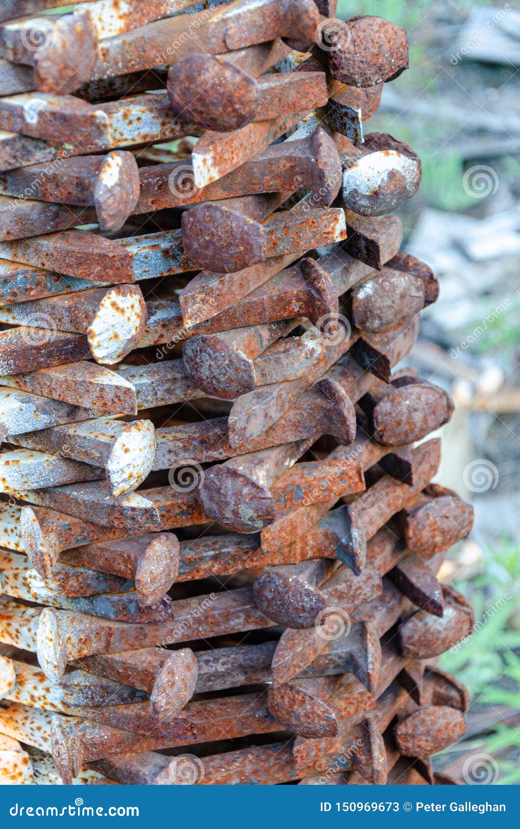 Old Railroad Nails Stack Up Stock Image - Image of historical, brown ...