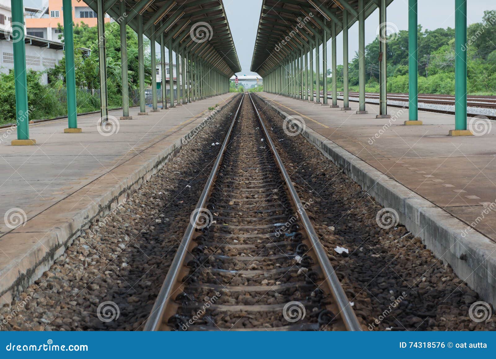 The Old Railroad and the Platform in the Train Station Stock Photo ...