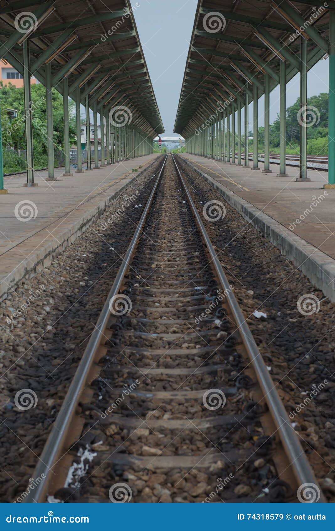 The Old Railroad and the Platform in the Train Station Stock Image ...