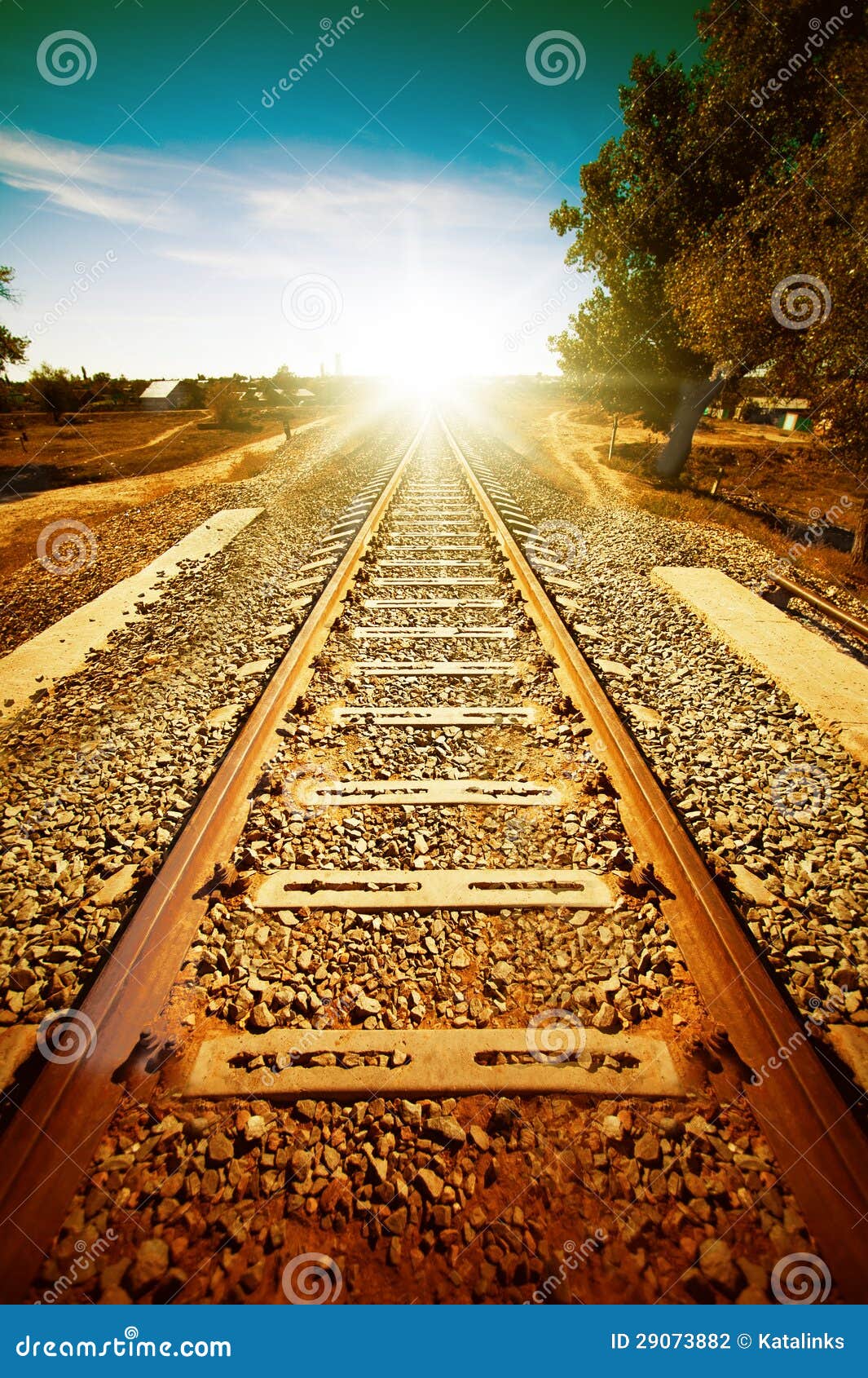 Old railroad to sun light stock photo. Image of golden - 29073882