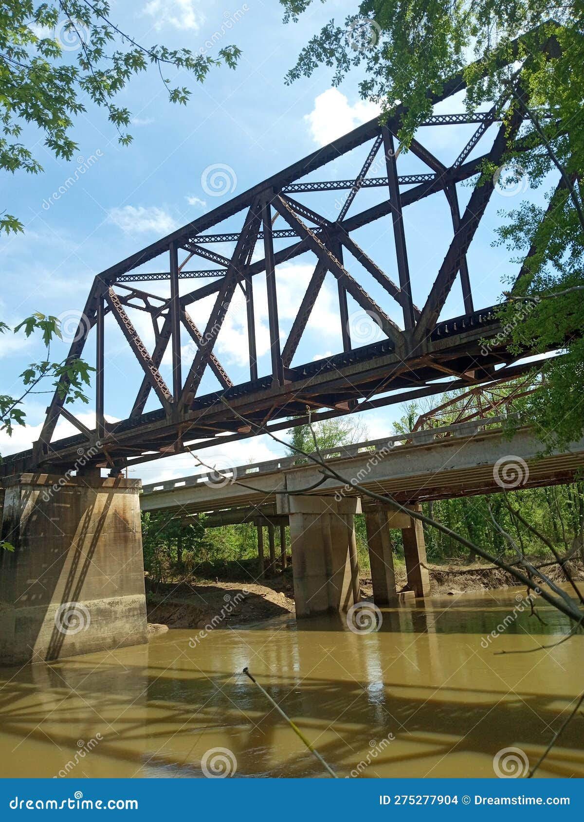 Old railroad tracks bridge stock photo. Image of fragile - 275277904