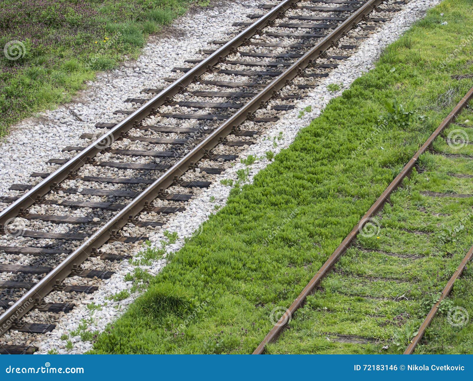 Old railroad tracks stock photo. Image of grass, railroad - 72183146