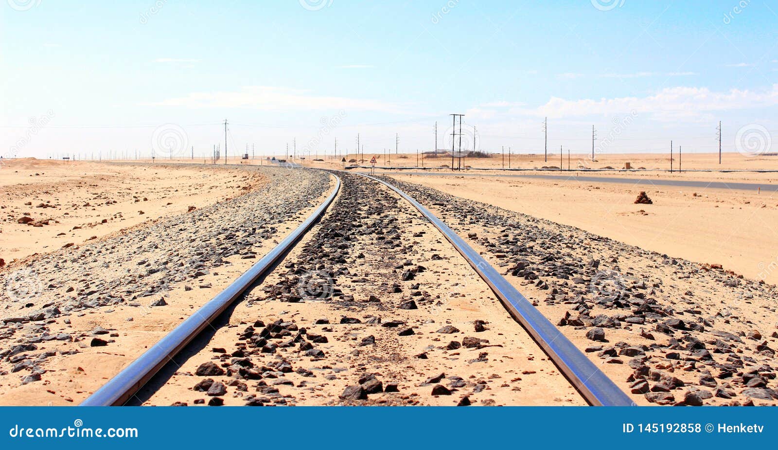 Railroad in the desert stock photo. Image of cloud, planet - 145192858