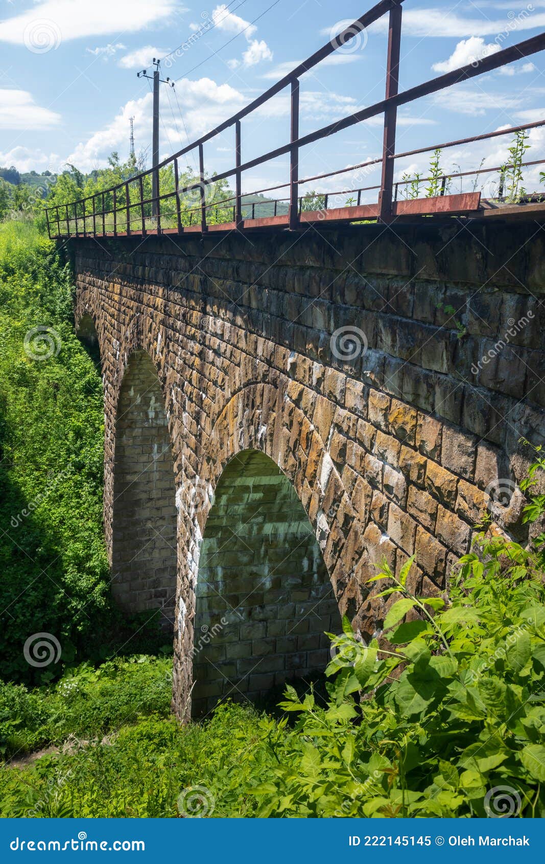 The Old Railway Bridge is Built of Stone Stock Image - Image of blue ...