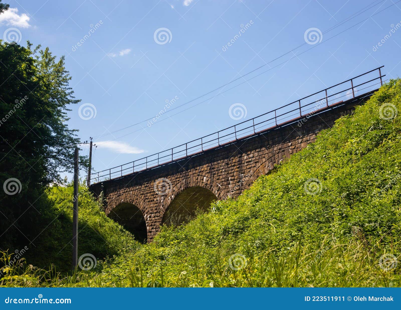The Old Railway Bridge is Built of Stone. Historic Building Stock Image ...