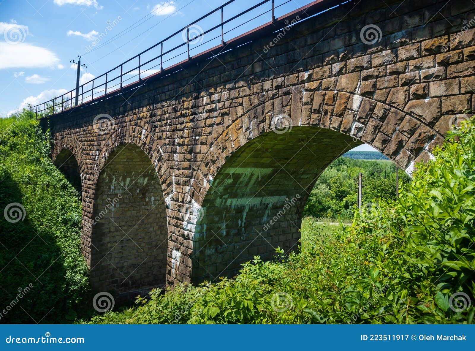 The Old Railway Bridge is Built of Stone. Historic Building Stock Image ...