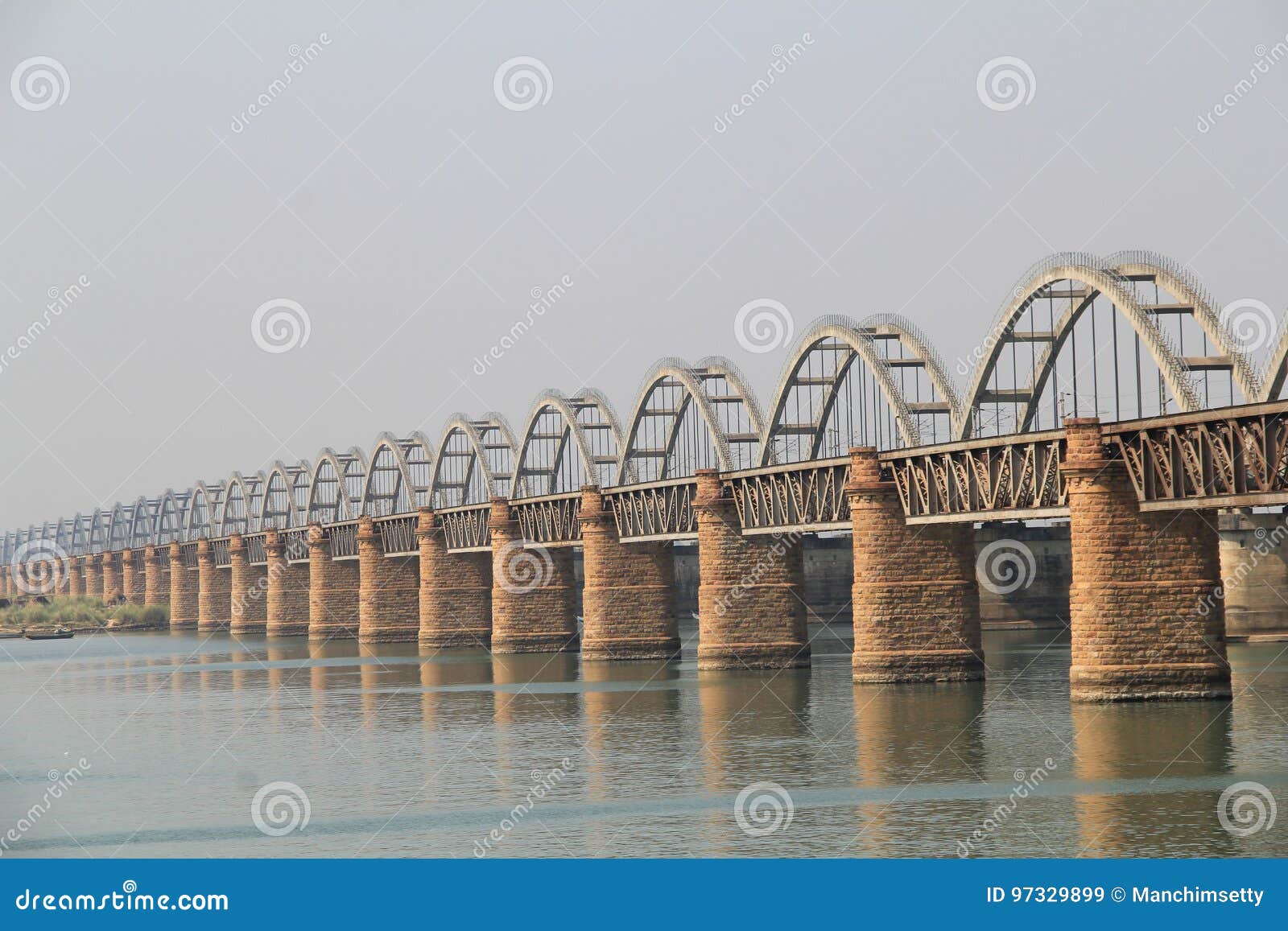 Old Railway Bridge and New Bridge Side View on Godavari River Stock ...