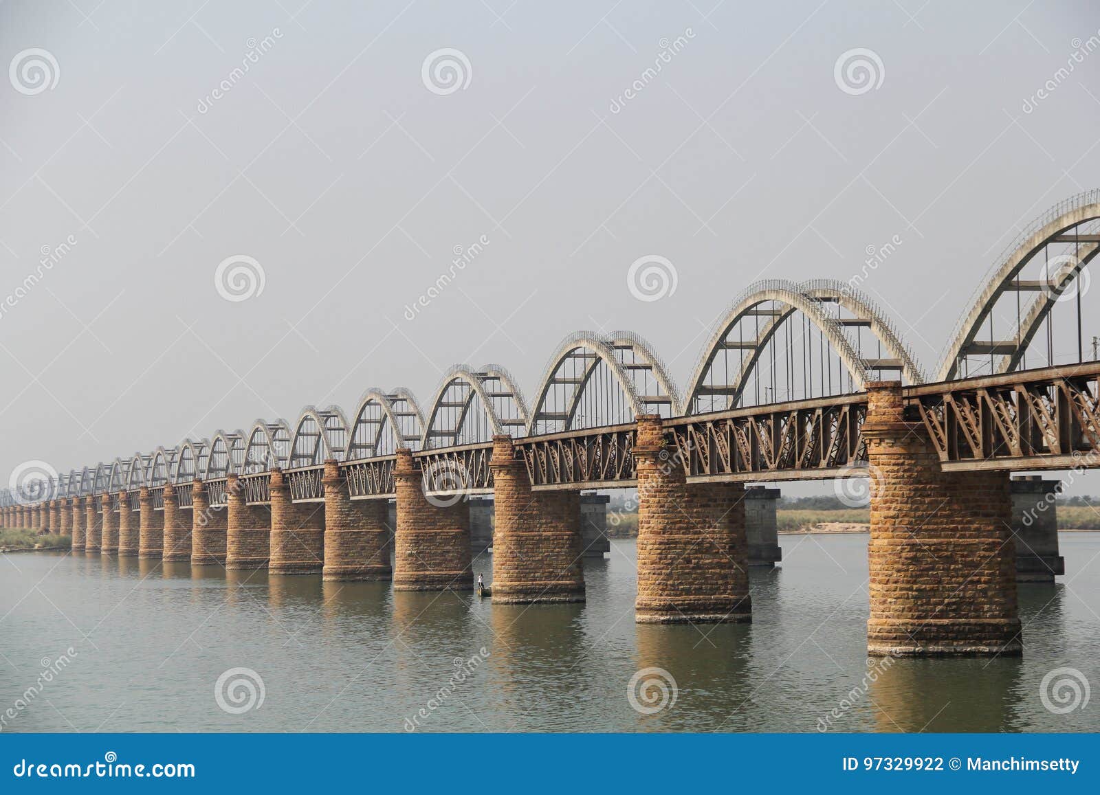 Old Railway Bridge and New Bridge Side View on Godavari River Stock ...